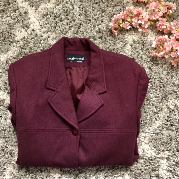 Sag Harbor | Jackets & Coats | Sag Harbor Vintage Pea Coat Burgundy ...